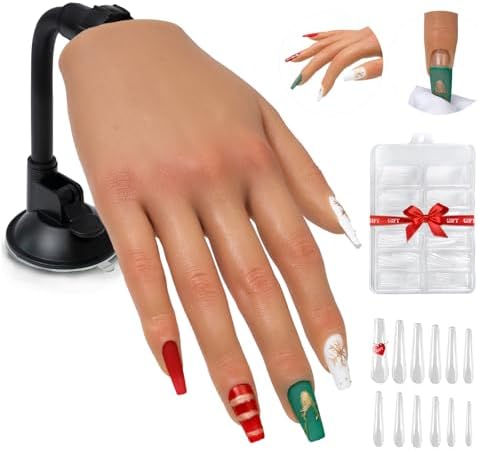 Amazon.com: Adonafy Practice Hand for Acrylic Nails: Flexible Fake Hand ...