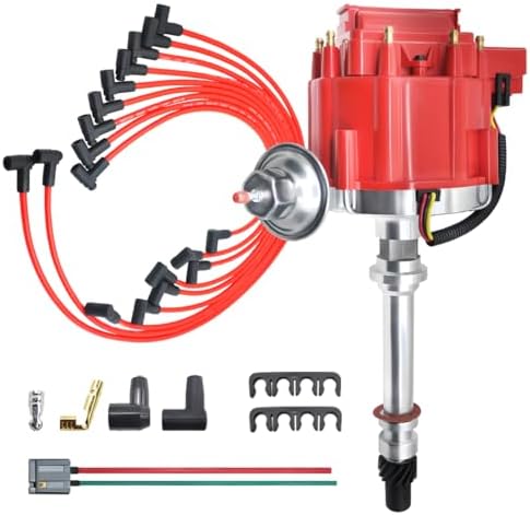 MAS Red Cap Distributor & Spark Plug Wires & Free Tachometer Pigtail ...