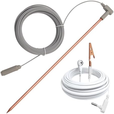 Copper Grounding Rod with 40ft Female Ground Cord with Alligator clip ...