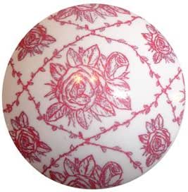 Red Floral Toile Knob - Cabinet And Furniture Knobs - Amazon.com