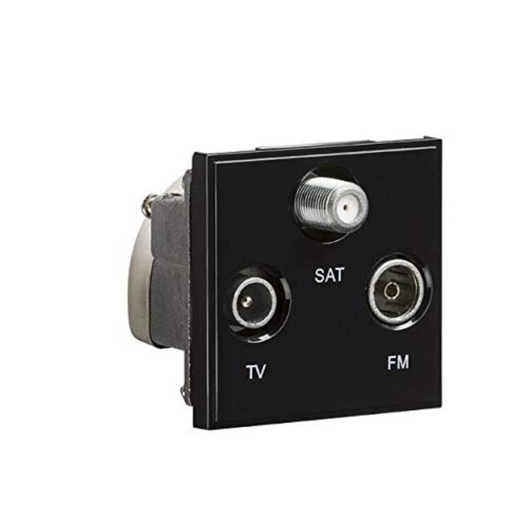 Triplexed TV/FM DAB/SAT TV Outlet Module 50 x 50mm – Black – BigaMart