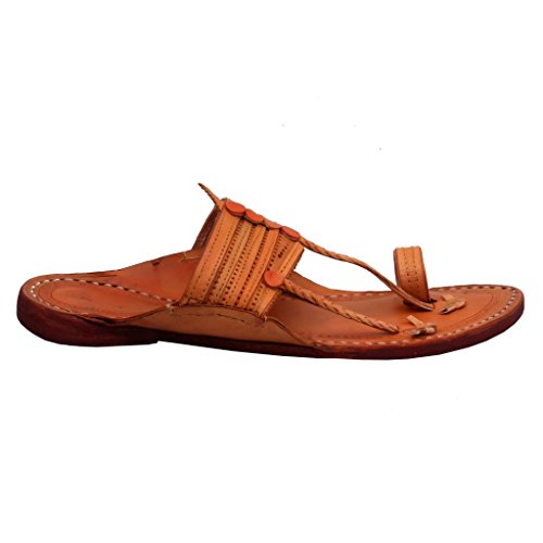 Indian Traditional Handmade Leather Kolapuri Chappal Brown : Amazon.in ...