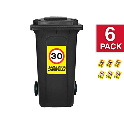 30 Mph Speed Signs [6 X Pack] - A4 Vinyl Stickers, Yellow Background ...