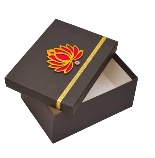 Ochre Fine Paper red golden Cardboard Lotus Shoe Box for Gift Hampers ...