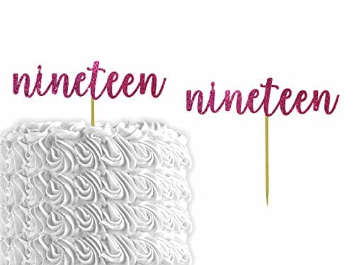 Amazon.com: Glitter Number"Nineteen" 19 Birthday Cake Topper ...