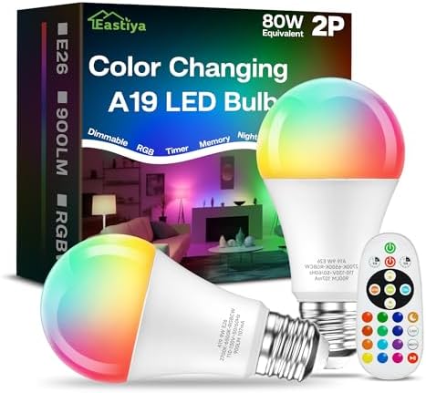 Amazon.com: Droiee Dimmable E26 Warm LED Light Bulb, 6W RGBW Color ...