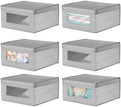 mDesign Set of 6 Soft Storage Box — Stackable Fabric Wardrobe Organiser ...