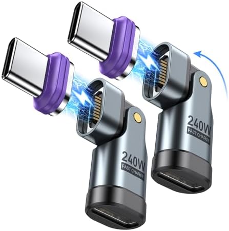 AUFU 240W USB C to USB C Magnetic Adapter [2Pack], 16-Pin 180 ...