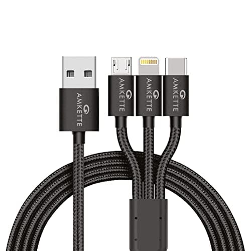 Amkette 3 in 1 Multifunction USB Cable with Type-C, Lightning, and ...