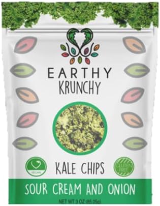 Amazon.com: Earthy Krunchy Snacks Kale Chips - Sour Cream and Onion ...