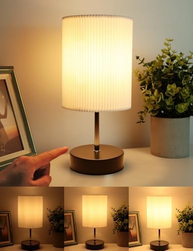 HSLighting Bedside Lamp Touch Control Lamp Table with Metal Base 3-Way ...