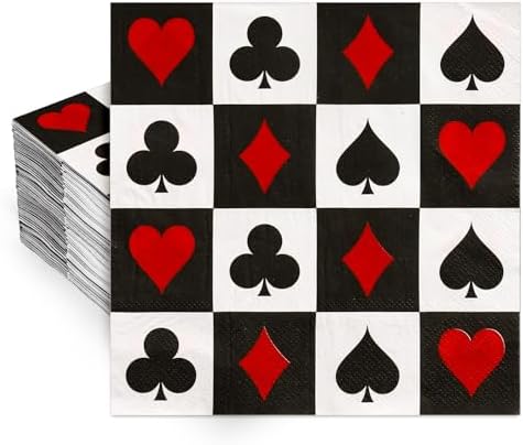 Amazon.com: Whaline 80Pcs Casino Paper Napkins Poker Playing Card Game ...