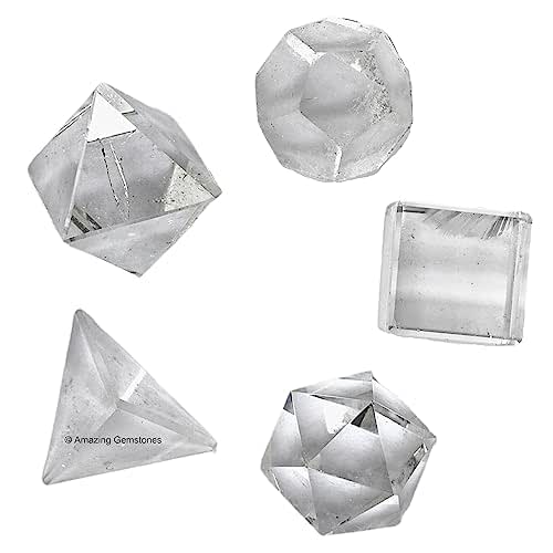 Amazon.com: Clear Quartz Platonic Solids Crystals - Set of 5 Sacred ...