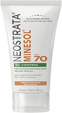 Neostrata Minesol Protetor Solar Facial Oil Control Médio Escuro FPS 70 ...