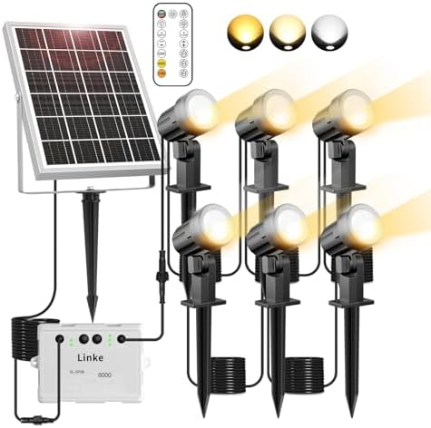 Linke Solar Spot Lights Outdoor Garden, 2700K/4000K/6500K Adjustable 6 ...