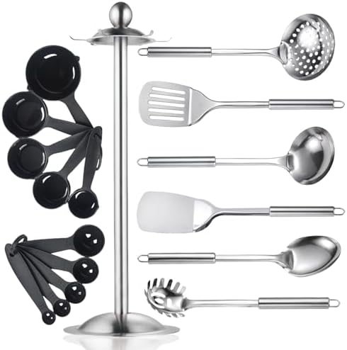 Amazon.com: Stainless Steel Cooking Utensils Set - 17pcs Metal Kitchen ...