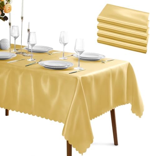 Amazon.com: KKJIAF 1 Pack Gold Satin Tablecloth 58" x 102" Rectangle ...