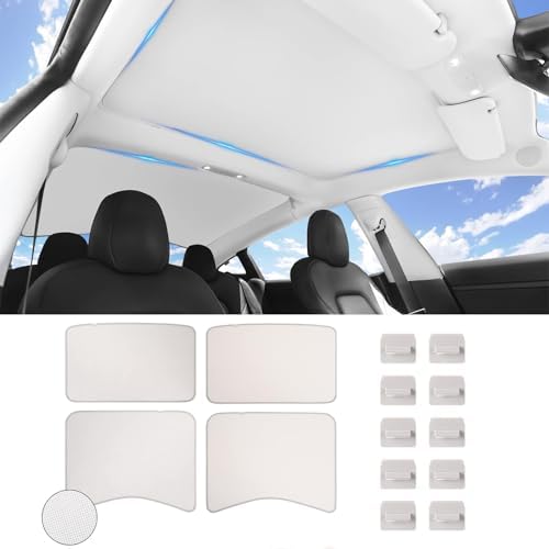 EVPEIWE Tesla Model 3 Highland(2024) Glass Roof Sunshades, 2 in 1 Ice ...