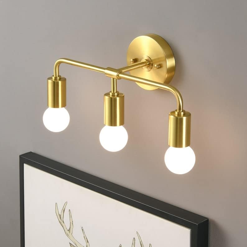 Lights Store 3-Light Brushed Gold Wall Sconce -Minimalist Bathroom ...