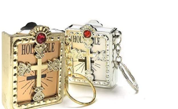 A2DSM - Mini Holy Bible Key Chain with Golden and Silver Cover (Pack of ...