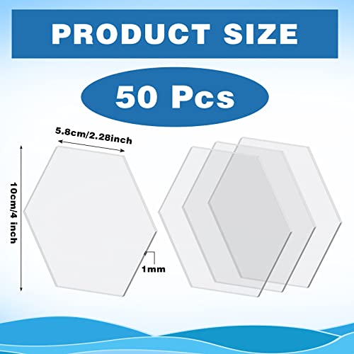50 Pieces Clear Acrylic Sheet, 4 inch Hexagonal Acrylic Plastic Panel ...