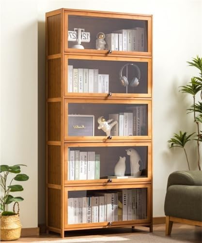 Wooden Display Shelf Bookcase, Bamboo Display Cabinet, Standing ...