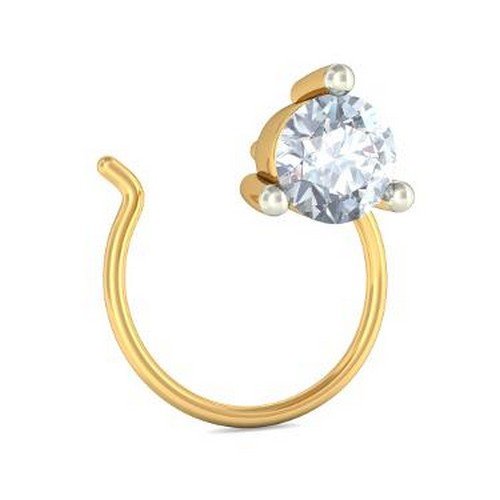 Buy BlueStone 14K Yellow Gold and Diamond Nose Pin at Amazon.in