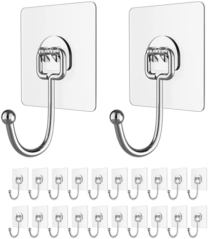 CNMTCCO Self Adhesive Hooks,20 PCS Large Heavy Duty Door Wall Adhesive ...