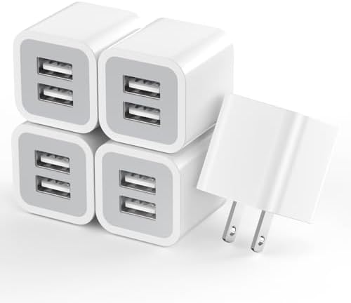Amazon.com: ELECTRICME USB Wall Charger, 5 Pack 2.1A/5V Dual Port USB ...