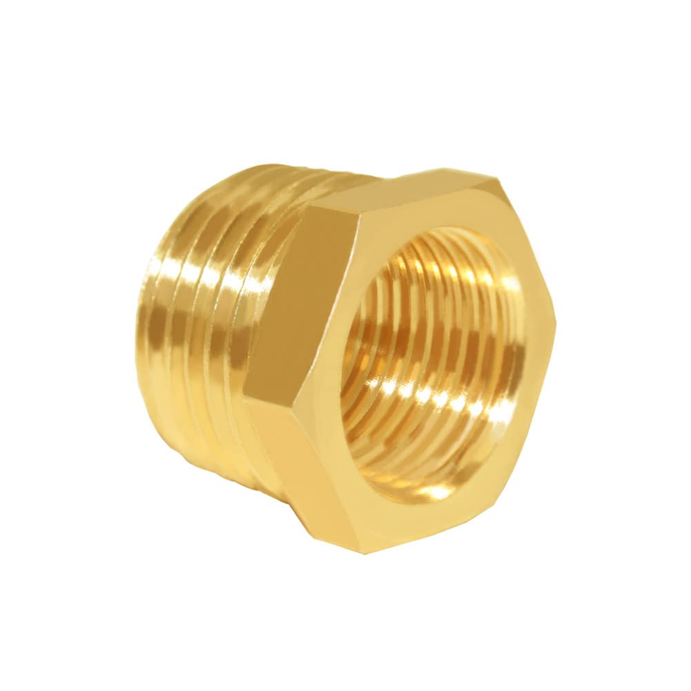 Snapklik.com : 6PCS Brass Reducer Hex Bushing 1/2" NPT Male To 3/8" NPT ...