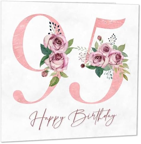 Personalised 95th Birthday Card - Ninety-five Birthday card for women ...