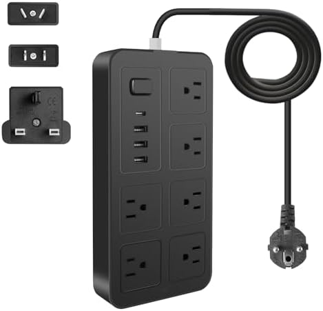 VARELLI European Plug Adapter, US to UK Europe Power Strip for EU/UK/US ...