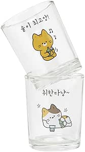 Amazon.com | Artbox Korean Soju Shot Glass 2pcs Set Drunken Cats: Shot ...