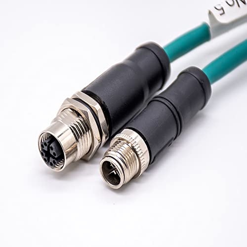 Elecbee M12 X code Male to Female Straight Cable Cordsets Blue 1M ...