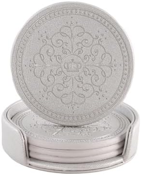 eMarkooz Silver Metal Beaded Round Coasters (Set of 4) : Amazon.co.uk ...