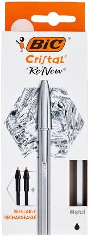 Bic Cristal ReNew Re-Fillable Pen and 2 Refills, Black Single Pack ...