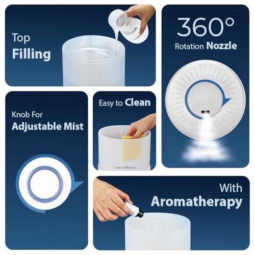 HealthSense Cool Mist Humidifier for Room Moisture, 3.3L Ultrasonic Air ...