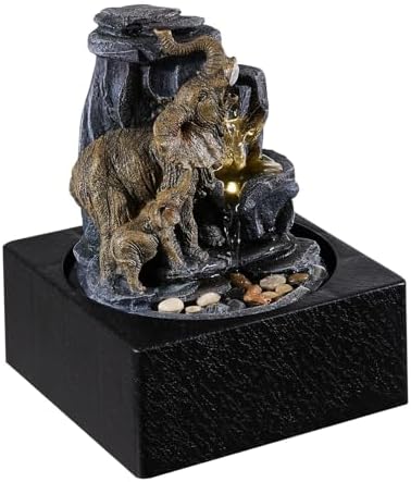 Elephant Oasis Indoor Water Fountain with LED Light | Size 13.3 * 13.3 ...
