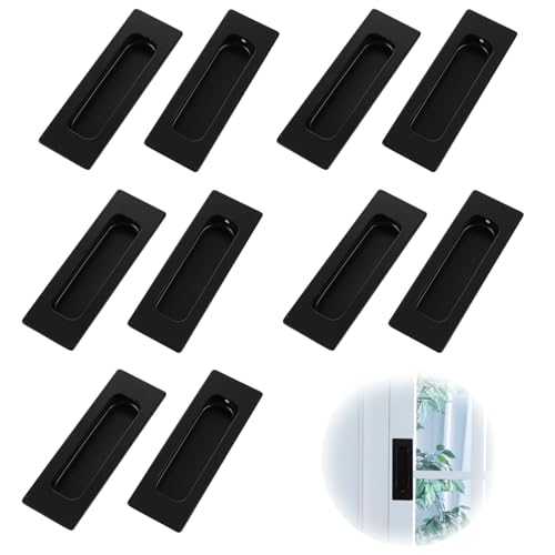 APACALI 10 PCS Sliding Door Handles, 120mm Recessed Door Handles, Black ...