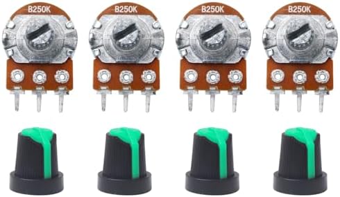 Electronic Spices 250K 3 Pin 14mm Long Round Shaft Rotary Potentiometer ...