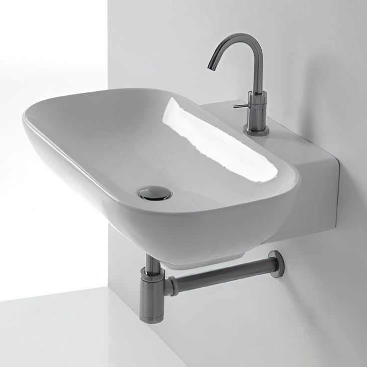 Patdo Ceramic Wall Hung Wash Basin for Bathroom (22.5X15.5 Inch) Big ...