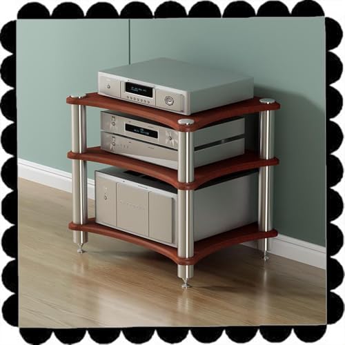 1 Tier Rack - Light Walnut Record Player Stand Media Console Cabinet ...