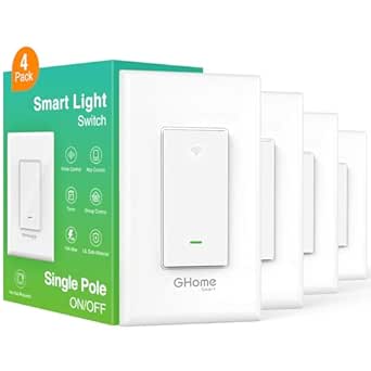 GHome Smart Smart Switch, 2.4Ghz Wi-Fi Light Switch Compatible with ...
