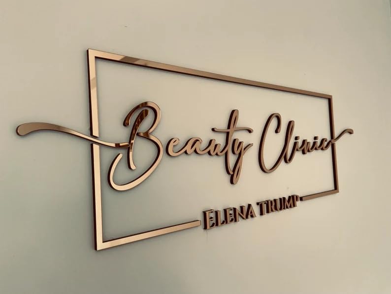 Amazon.com: Laser Cut Logo Sign, 3D Acrylic Beauty Salon Sign Business ...