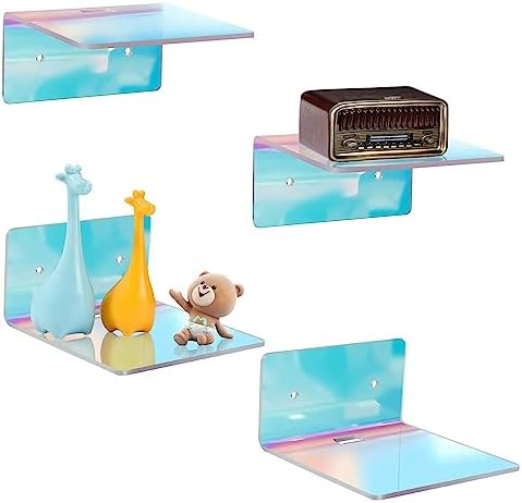 Amazon.com: NiHome Iridescent Acrylic Floating Shelves, 2 Pack Cloud ...