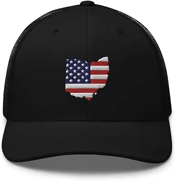 Ohio American Flag Snapback Hat (US, Alpha, One Size, Black) at Amazon ...