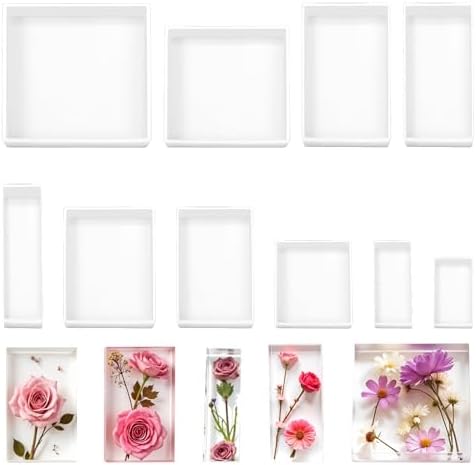 Rectangle Silicone Molds, 10 Pcs Mixed Sizes Epoxy Resin Molds Square ...