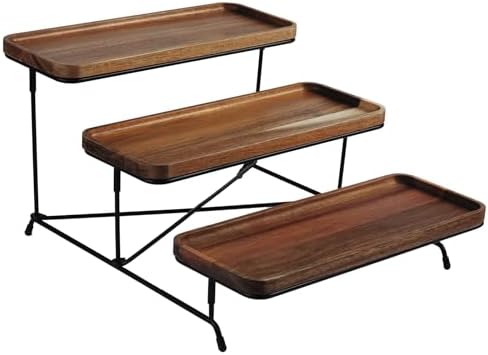Amazon.com | Elegance Golden Vine Wooden 2-Tiered Tray Stand - Dessert ...