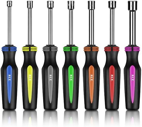 P.I.T. 7-Pieces SAE Nut Driver Set,Solid Shaft Nut Drivers (3/16, 1/4 ...