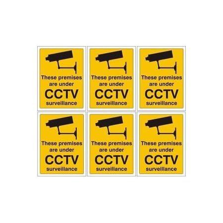 6 x CCTV Signs Self Adhesive 100mm x 75mm Suitable for Outdoor Use ...